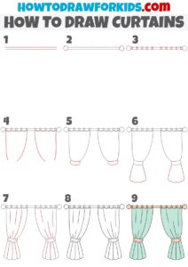 How to Draw Curtains - Easy Drawing Tutorial For Kids