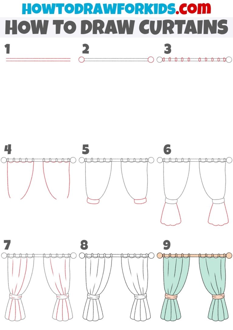 How to Draw Curtains - Easy Drawing Tutorial For Kids