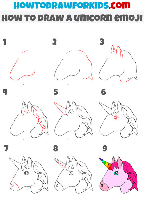 How to Draw a Unicorn Emoji - Easy Drawing Tutorial For Kids