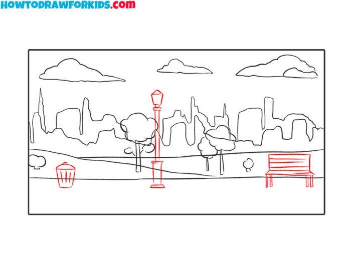 How to Draw a Park - Easy Drawing Tutorial For Kids