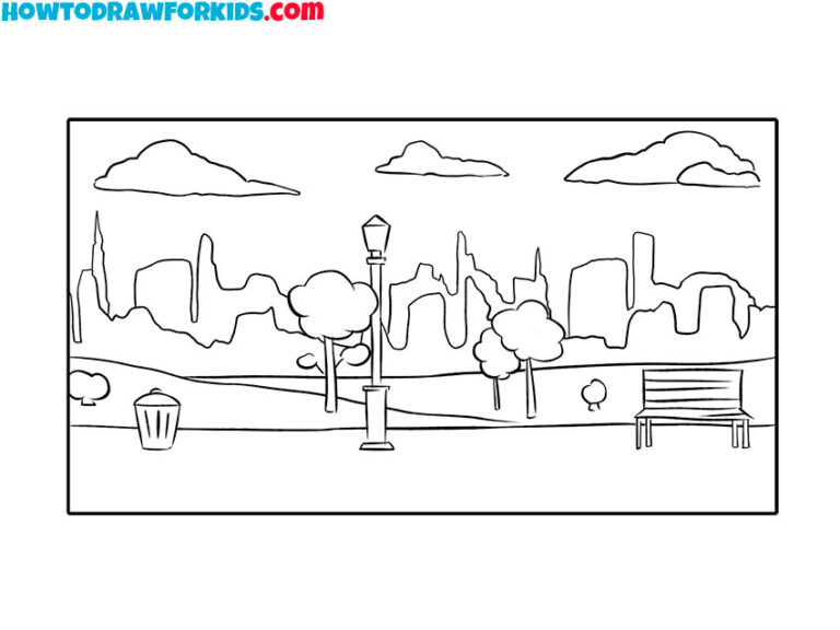 How to Draw a Park - Easy Drawing Tutorial For Kids