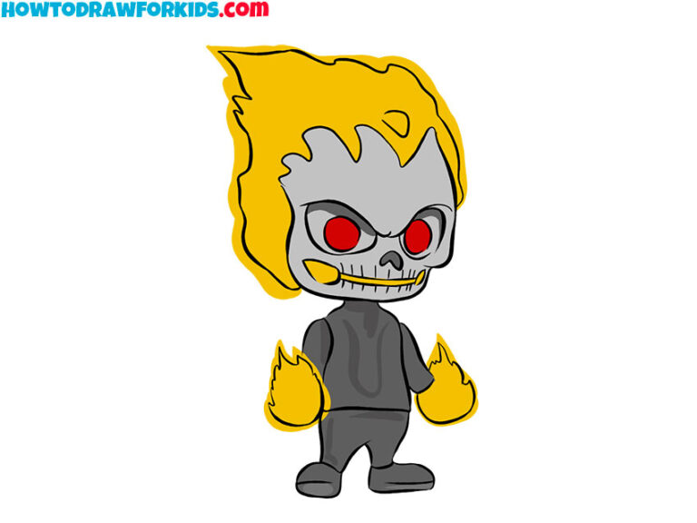 How to Draw Ghost Rider - Easy Drawing Tutorial For Kids