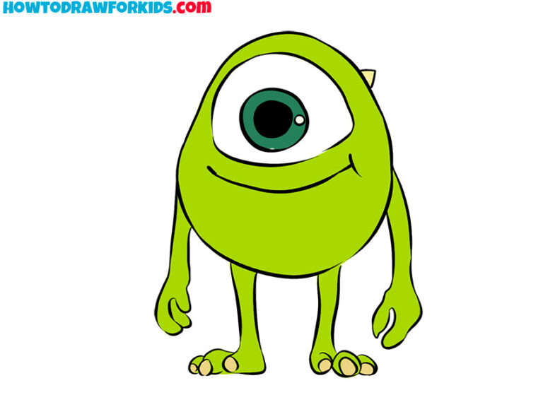 How to Draw Mike Wazowski - Easy Drawing Tutorial For Kids