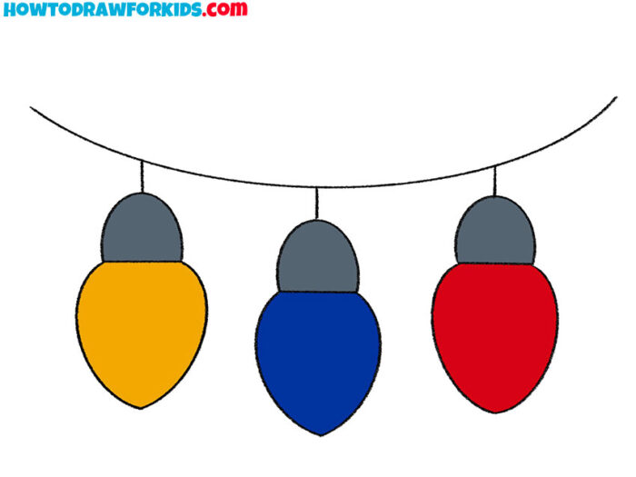 How to Draw Christmas Lights - Easy Drawing Tutorial For Kids