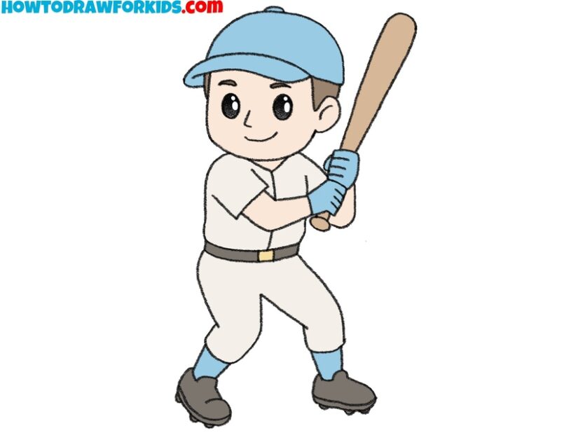 How to Draw a Baseball Player - Easy Drawing Tutorial For Kids