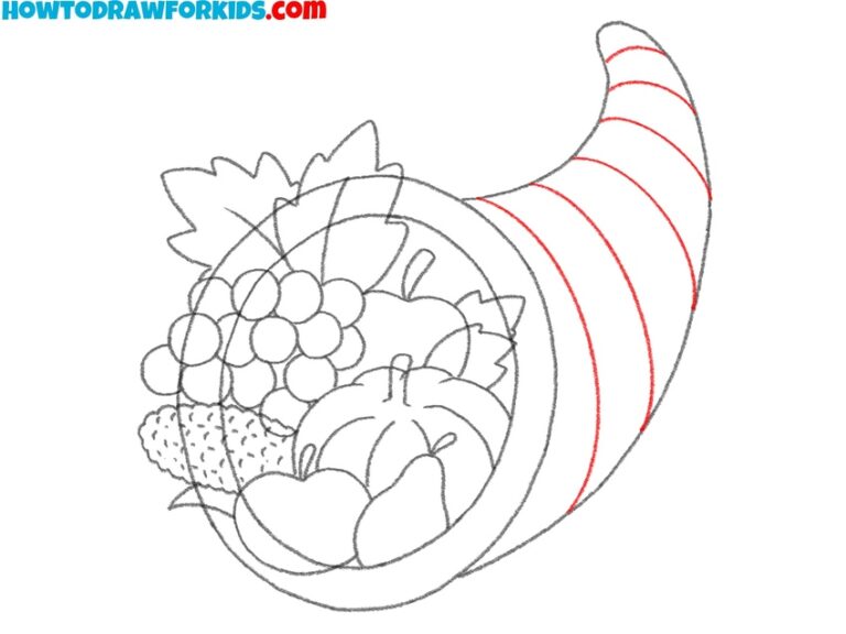 How to Draw a Cornucopia - Easy Drawing Tutorial For Kids