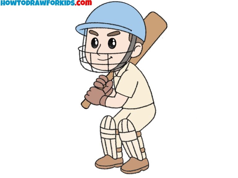 How to Draw a Cricketer - Easy Drawing Tutorial For Kids