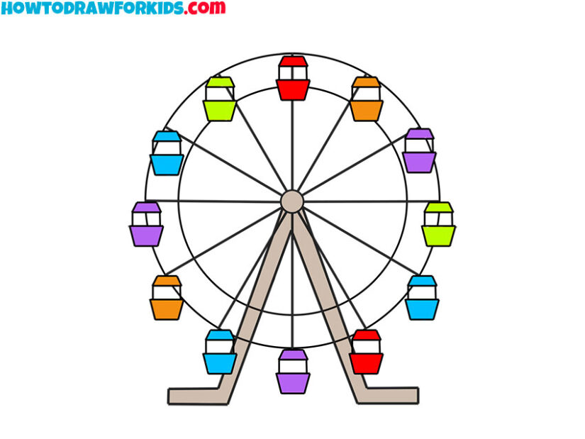 How to Draw a Ferris Wheel - Easy Drawing Tutorial For Kids