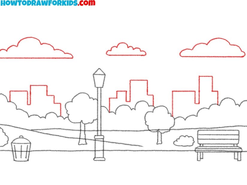 How to Draw a Park - Easy Drawing Tutorial For Kids