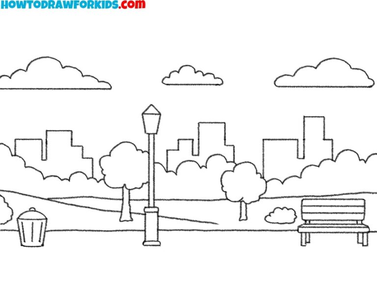 How to Draw a Park - Easy Drawing Tutorial For Kids