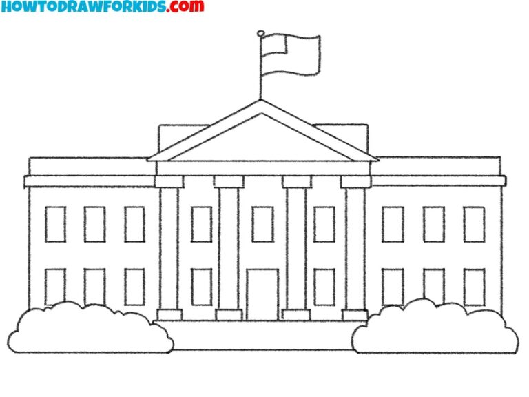 How to Draw the White House - Easy Drawing Tutorial For Kids