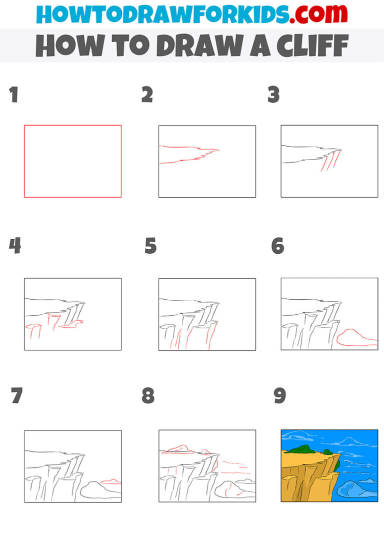 How to Draw a Cliff - Easy Drawing Tutorial For Kids