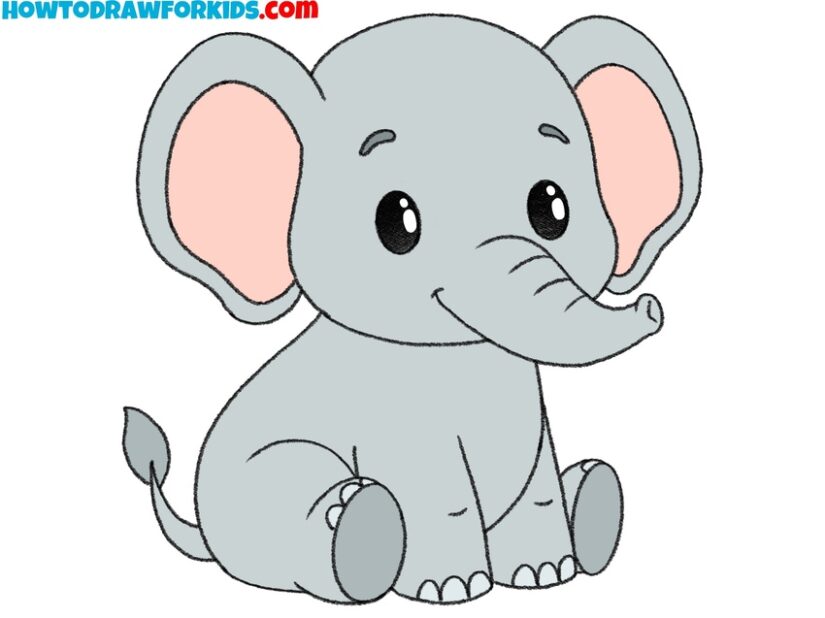 How to Draw a Baby Elephant - Easy Drawing Tutorial For Kids