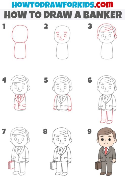 How to Draw a Banker - Easy Drawing Tutorial For Kids