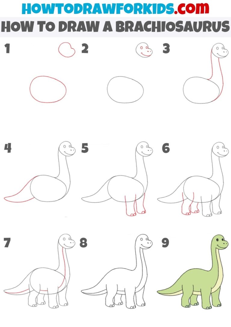 How to Draw a Brachiosaurus - Easy Drawing Tutorial For Kids