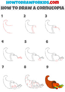How to Draw a Cornucopia - Easy Drawing Tutorial For Kids