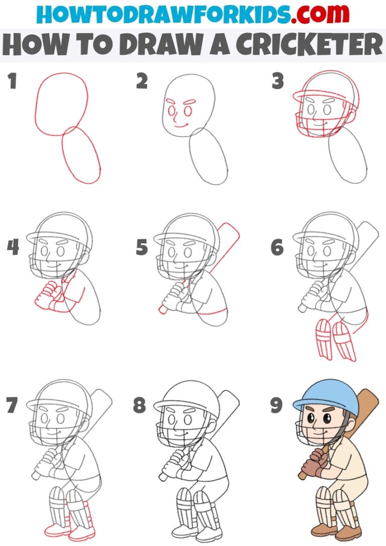 How to Draw a Cricketer - Easy Drawing Tutorial For Kids
