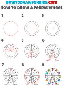 How to Draw a Ferris Wheel - Easy Drawing Tutorial For Kids