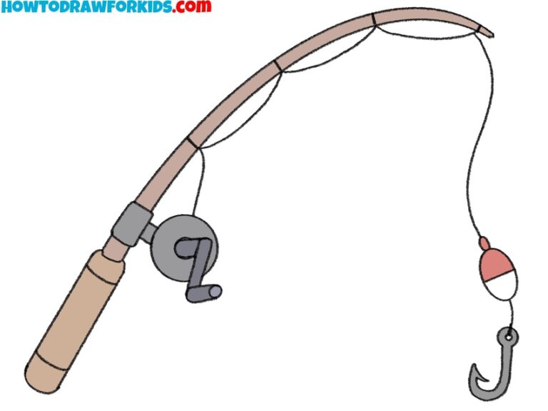 How to Draw a Fishing Pole - Easy Drawing Tutorial For Kids