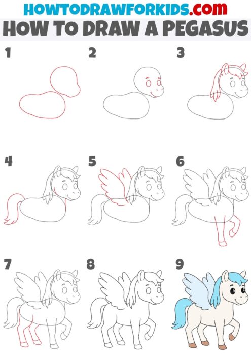 How to Draw a Pegasus - Easy Drawing Tutorial For Kids