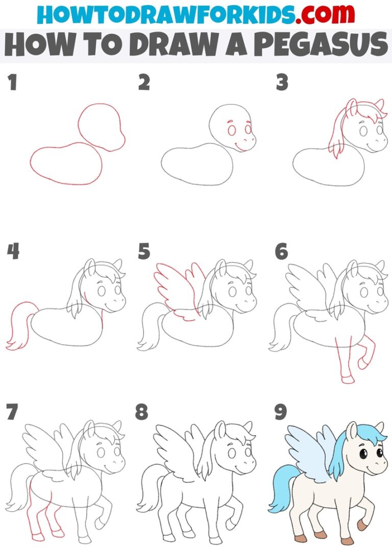 How to Draw a Pegasus - Easy Drawing Tutorial For Kids