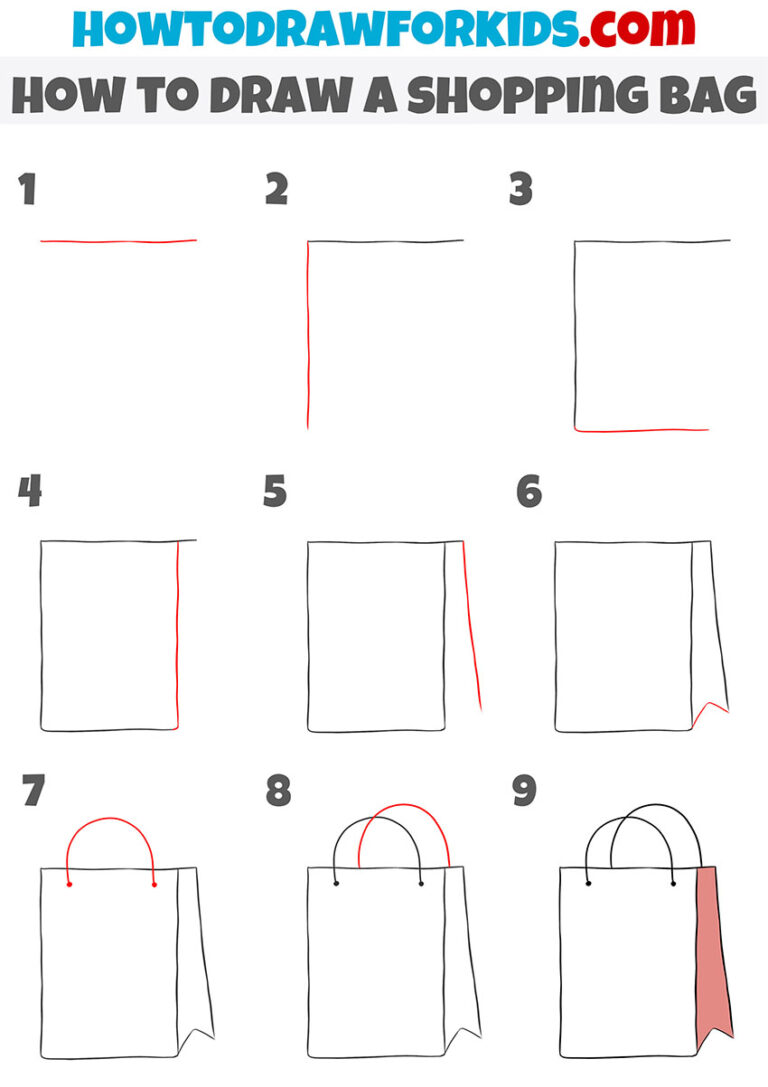How to Draw a Shopping Bag - Easy Drawing Tutorial For Kids