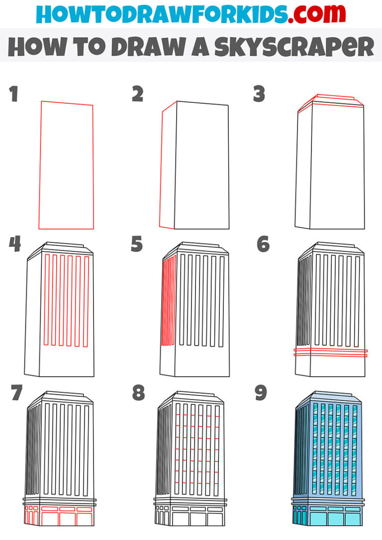 How to Draw a Skyscraper - Easy Drawing Tutorial For Kids