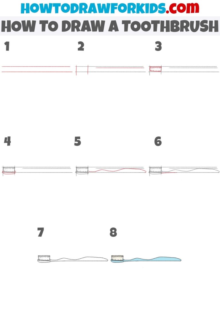 How to Draw a Toothbrush - Easy Drawing Tutorial For Kids