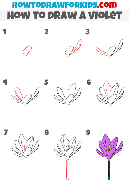 How to Draw a Violet - Easy Drawing Tutorial For Kids