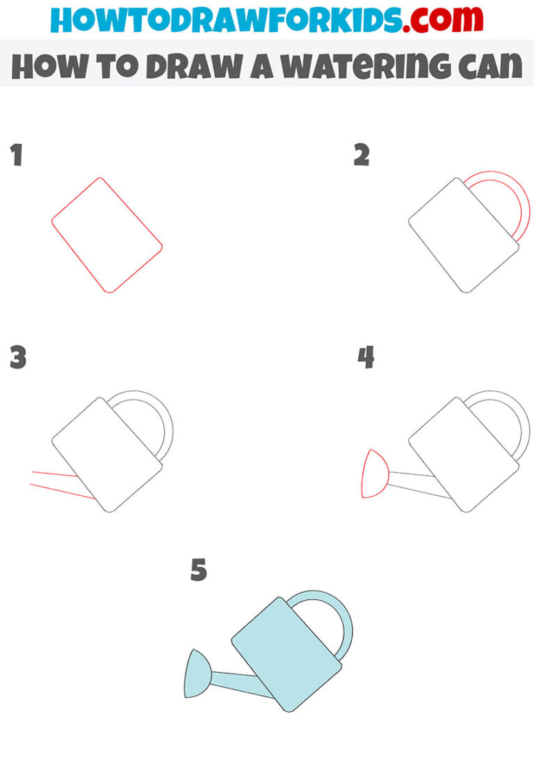 How to Draw a Watering Can - Easy Drawing Tutorial For Kids