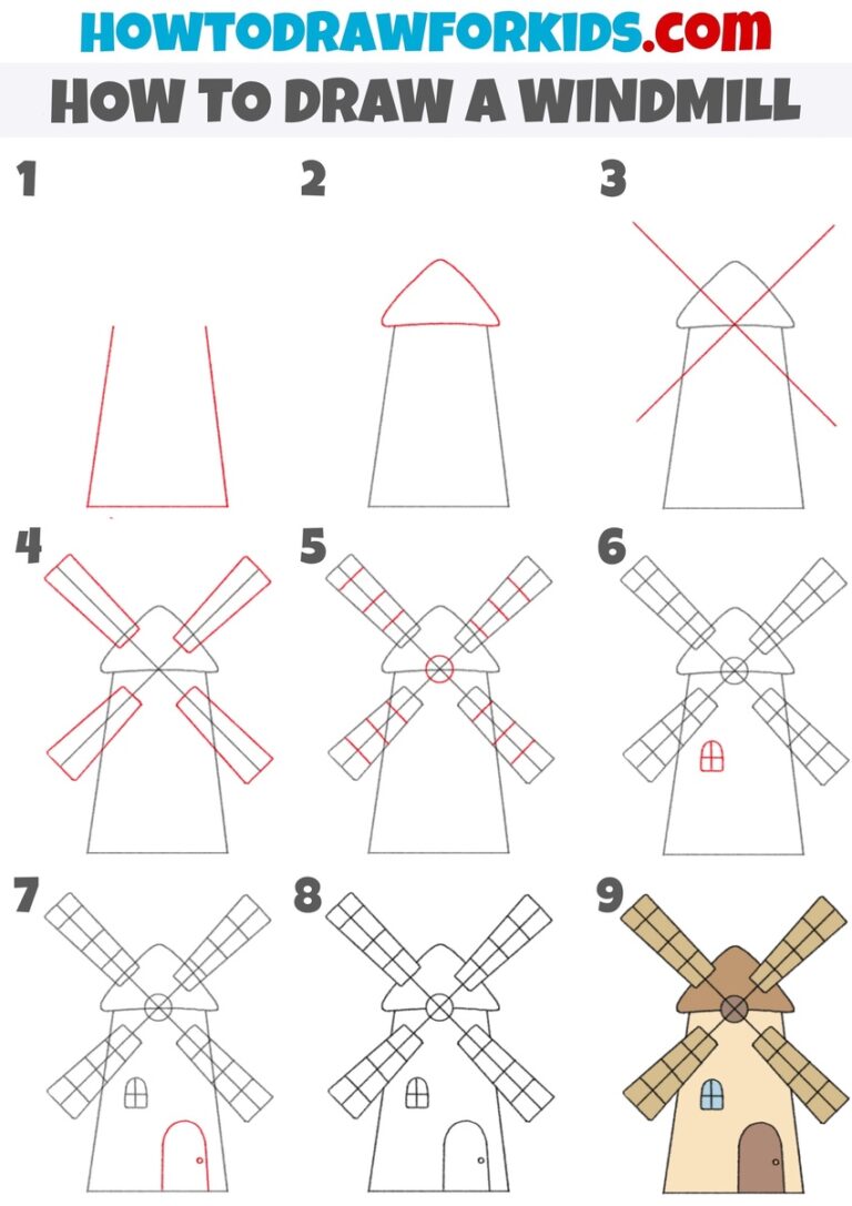 How to Draw a Windmill - Easy Drawing Tutorial For Kids