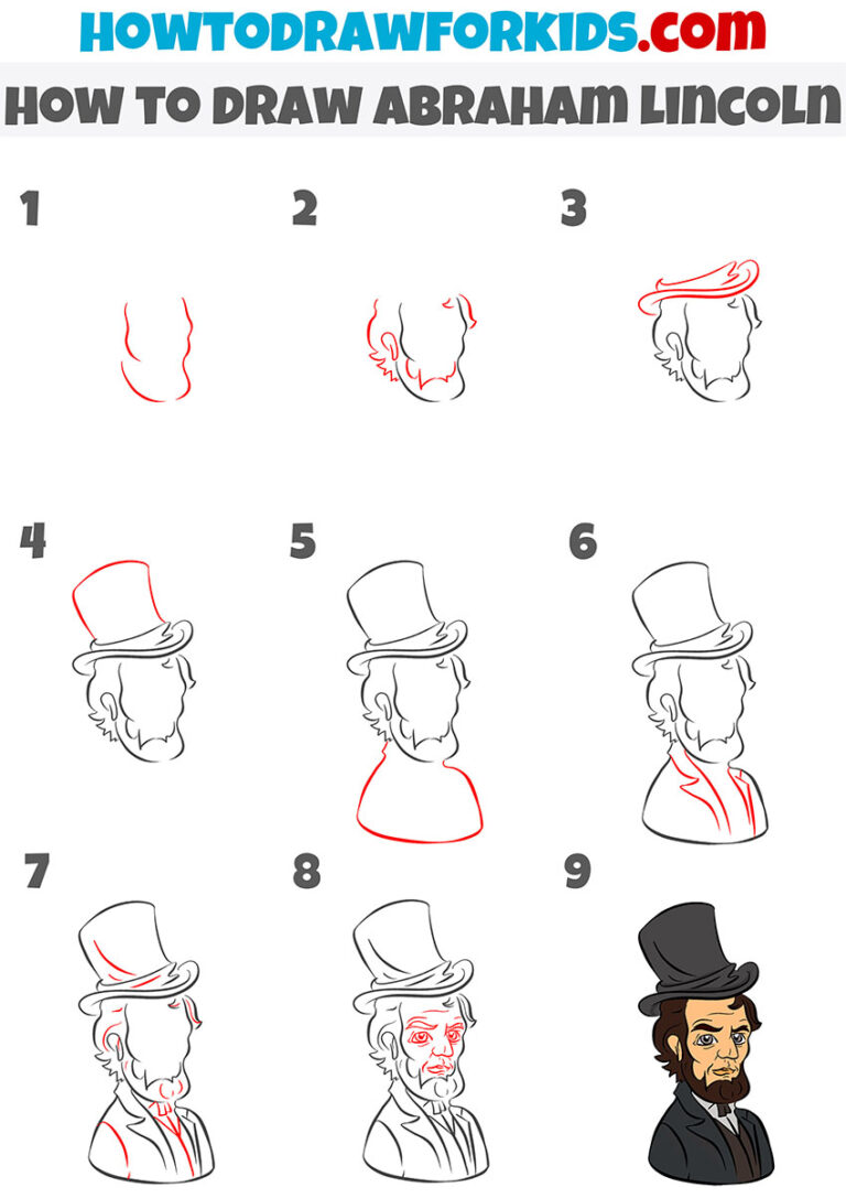 How to Draw Abraham Lincoln - Easy Drawing Tutorial For Kids