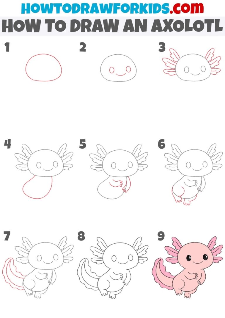How to Draw an Axolotl - Easy Drawing Tutorial For Kids