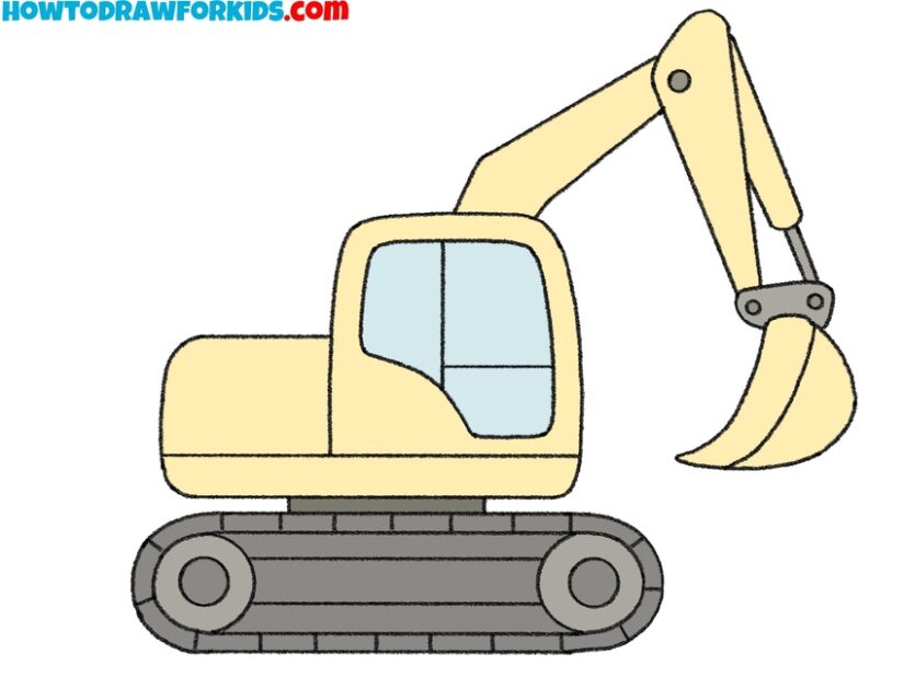 How to Draw an Excavator - Easy Drawing Tutorial For Kids