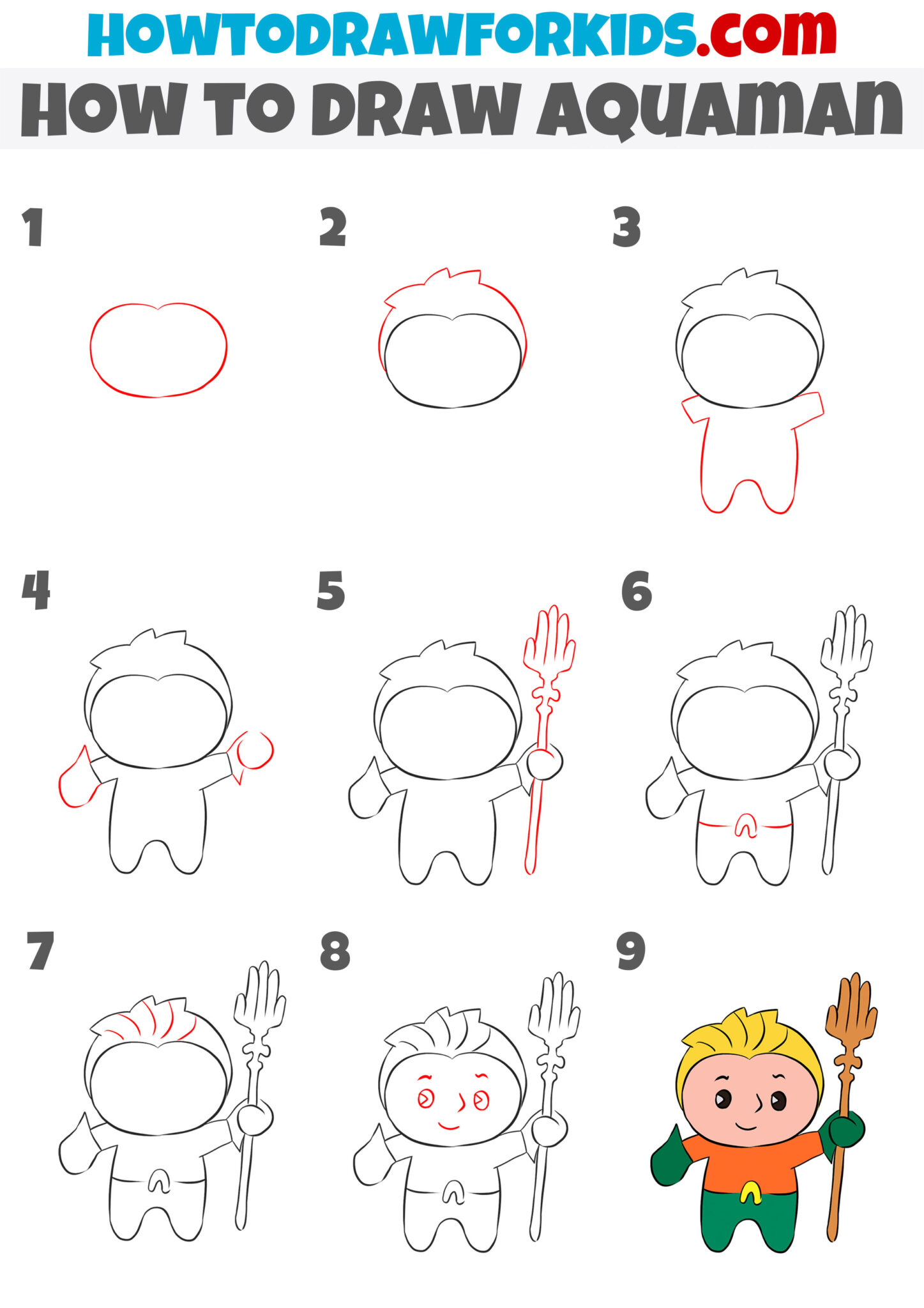 How to Draw Aquaman - Easy Drawing Tutorial For Kids