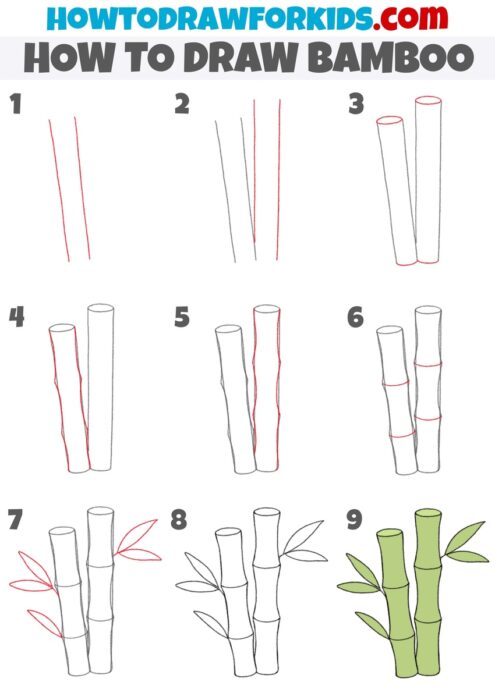 How to Draw Bamboo - Easy Drawing Tutorial For Kids