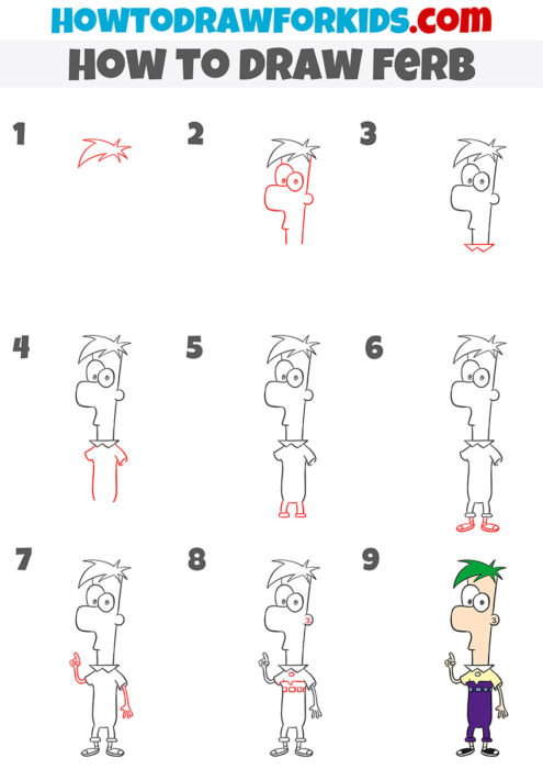 How to Draw Ferb - Easy Drawing Tutorial For Kids
