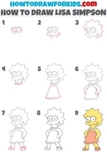 How to Draw Lisa Simpson - Easy Drawing Tutorial For Kids