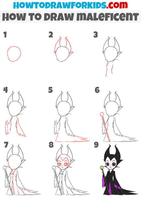 How to Draw Maleficent - Easy Drawing Tutorial For Kids