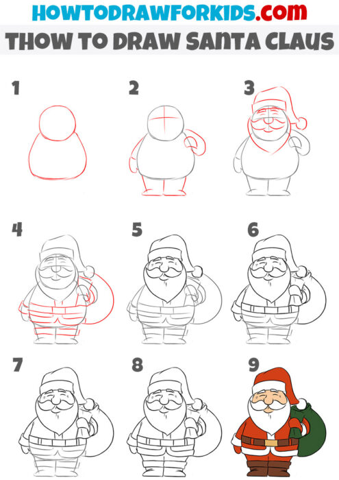 How to Draw Santa Claus - Easy Drawing Tutorial For Kids