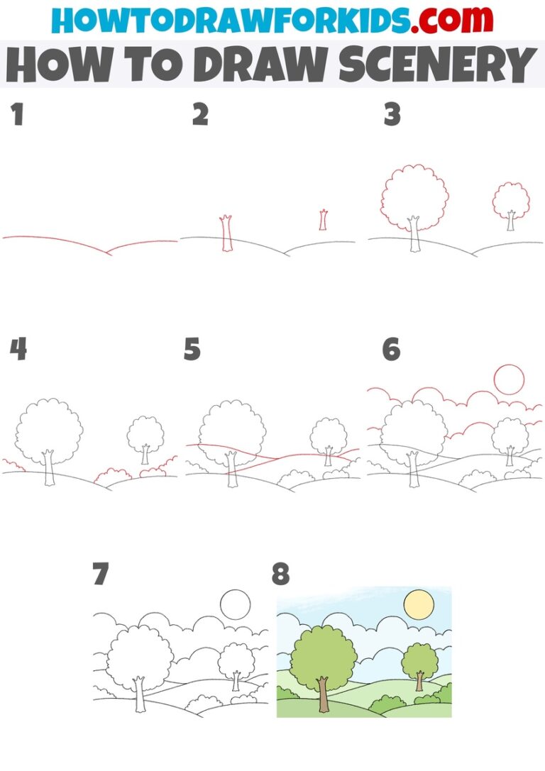 How to Draw Scenery - Easy Drawing Tutorial For Kids