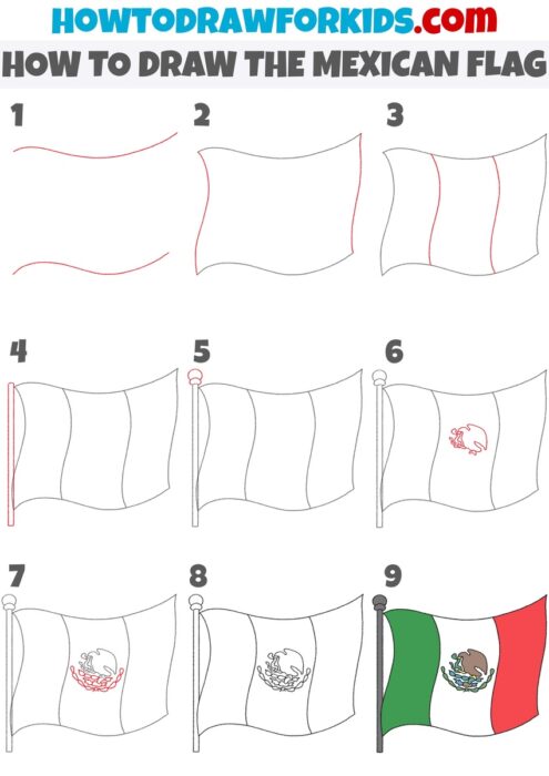 How to Draw The Mexican Flag - Easy Drawing Tutorial For Kids