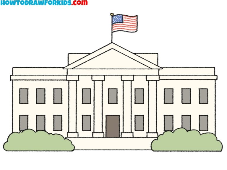 How to Draw the White House - Easy Drawing Tutorial For Kids