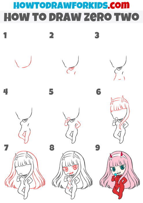 How to Draw Zero Two - Easy Drawing Tutorial For Kids