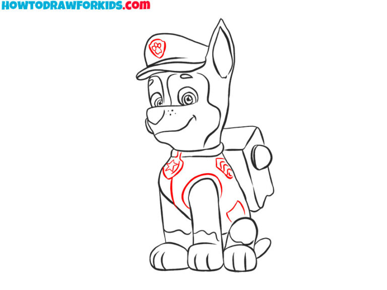 How to Draw Chase from Paw Patrol - Easy Drawing Tutorial For Kids