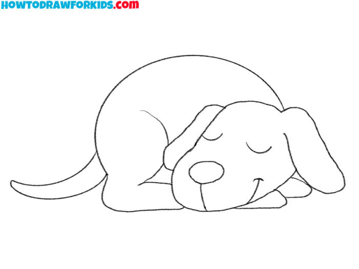 How to Draw a Sleeping Dog - Easy Drawing Tutorial For Kids