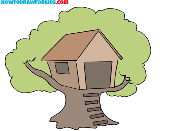 How to Draw a Treehouse - Easy Drawing Tutorial For Kids