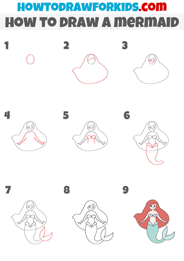 How to Draw a Mermaid - Easy Drawing Tutorial For Kids