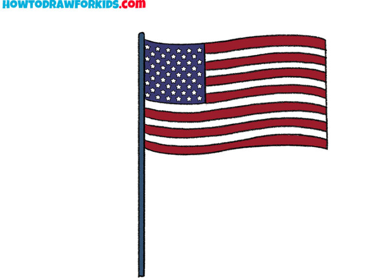 How to Draw the American Flag - Easy Drawing Tutorial For Kids