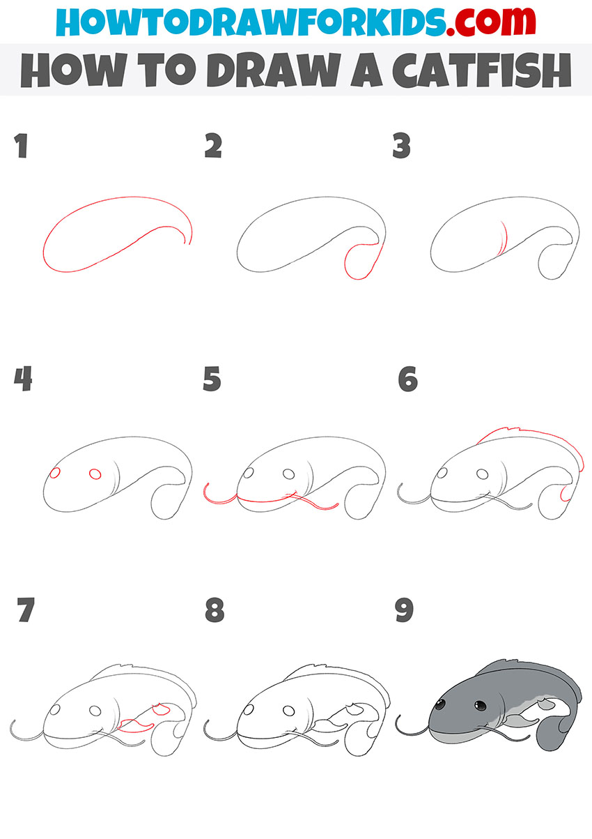 How To Draw A Catfish Easy Drawing Tutorial For Kids